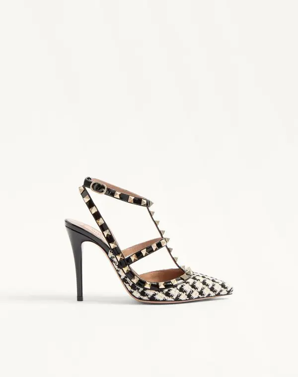 Valentino Garavani Rockstud Pied-de-poule Pumps - Latte/black
