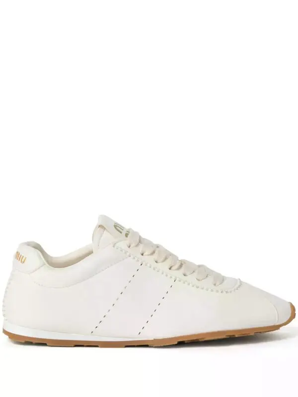 Miu Miu Plume Nappa Leather Sneakers - White