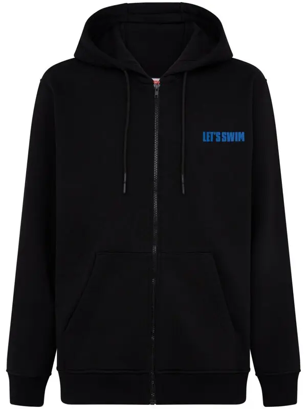 LET'S SWIM Shark-print Hoodie - Black