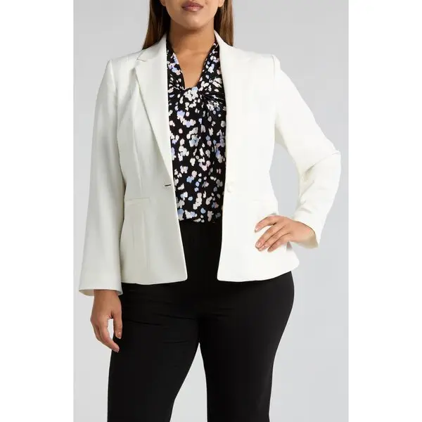 KASPER Paneled One-button Blazer - Vanilla Ice