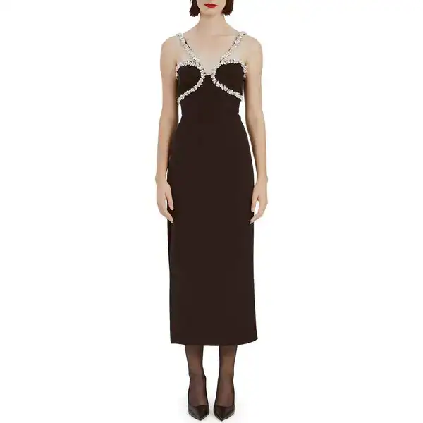 bardot amalia diamante midi dress Bardot Amalia Diamante Detail Midi Dress - Black
