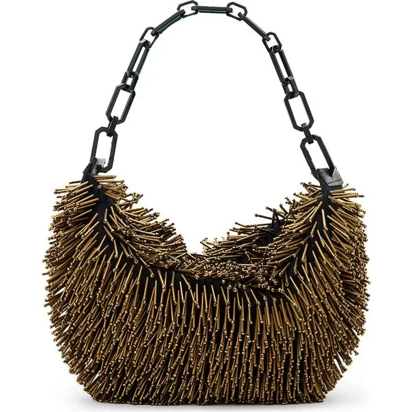 All Saints Mini Madea Leather Handheld Bag With Chain Handle - Warm Brass/ Black