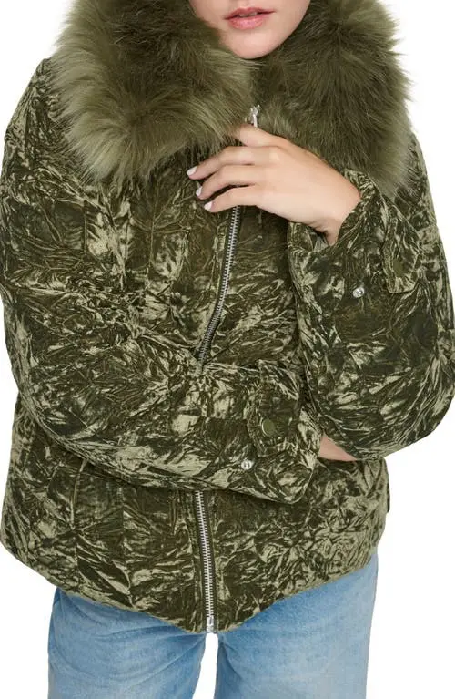 Andrew Marc Charleroi Velvet Puffer Jacket - Forest