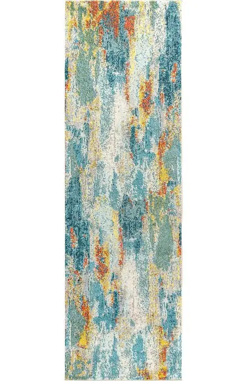 JONATHAN Y Contemporary Pop Modern Abstract Vintage Waterfall Area Rug - Blue/cream/yellow