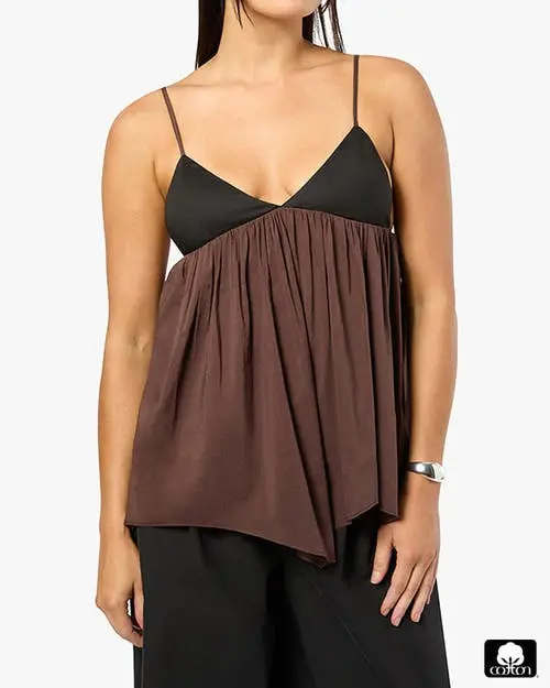 WeWoreWhat Flowy Triangle Cami Top - Black/brown