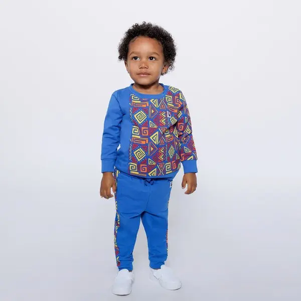 MIXED UP CLOTHING Baby Crewneck Sweatshirt And Jogger Pants Set - Blue Multicolor