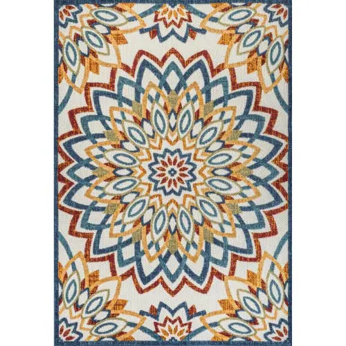 JONATHAN Y Flora Abstract Bold Mandala High-low Indoor/outdoor Area Rug