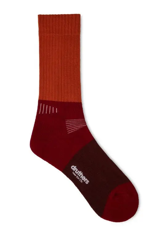 DRUTHERS NYC Vivo Merino Wool Boot Socks - Red Stripe