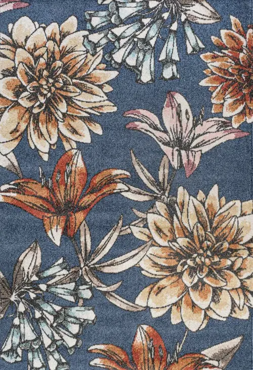 JONATHAN Y Giglio Modern Botanical Flower Area Rug - Blue/orange/cream