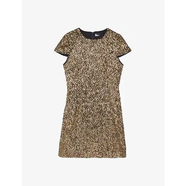 The Kooples Sequin-Embellished Mini Dress - Gold | Editorialist
