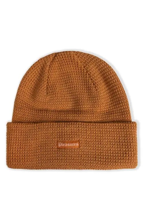 PLEASURES Old E Waffle Beanie - Rust