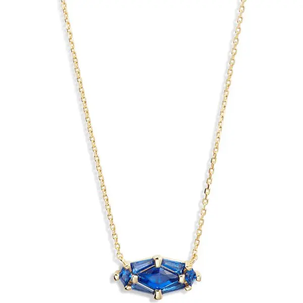 Kendra Scott Short Lindy Rae Pendant Necklace - Gold Blue Crystal