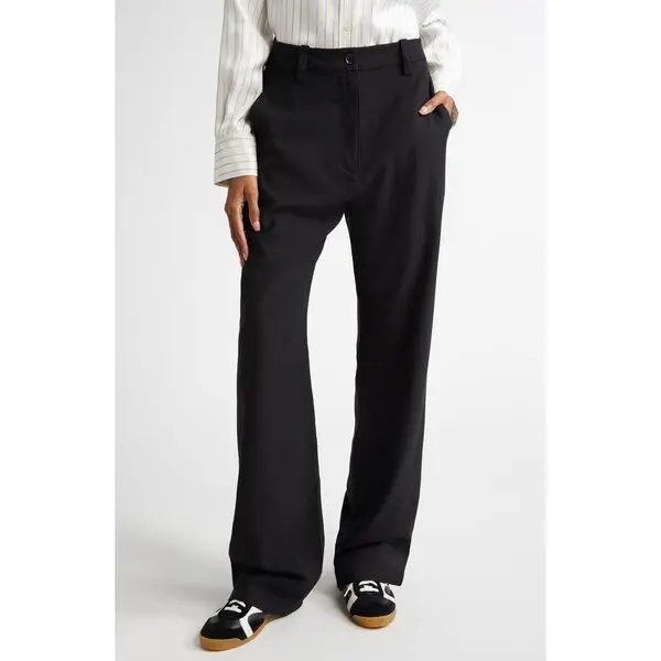 Proenza Schouler Weyes Crepe Straight Leg Pants - Black
