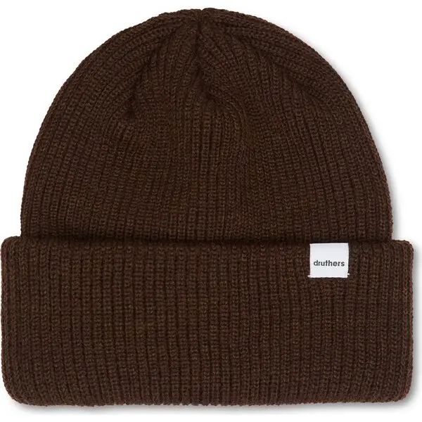 DRUTHERS NYC Merino Wool Ribbed Beanie - Espresso