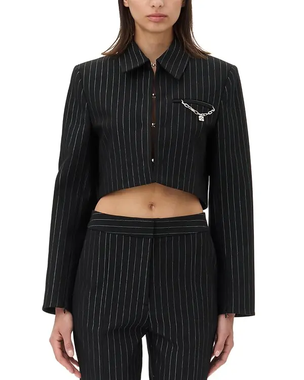 GANNI Striped Crop Blazer