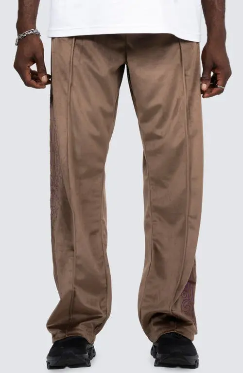 PLEASURES Unquote Velour Track Pants - Olive