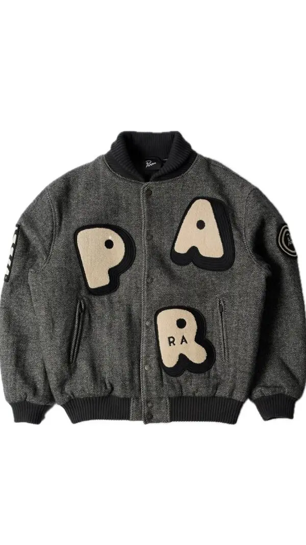 Parra Rounded Par Varsity Jacket In Gray - 20% Off | Editorialist