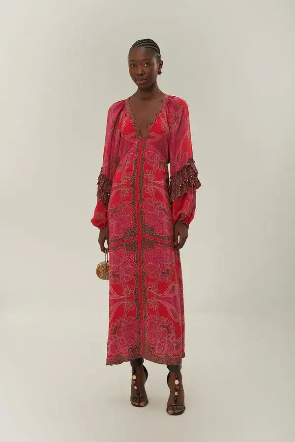 Farm Rio Floral Glam Scarf Maxi Dress - Floral Glam Scarf Pink |  Editorialist