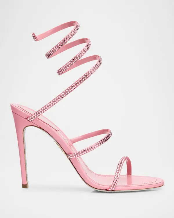 Rene Caovilla Cleo Strass Snake-wrap Sandals - Candy