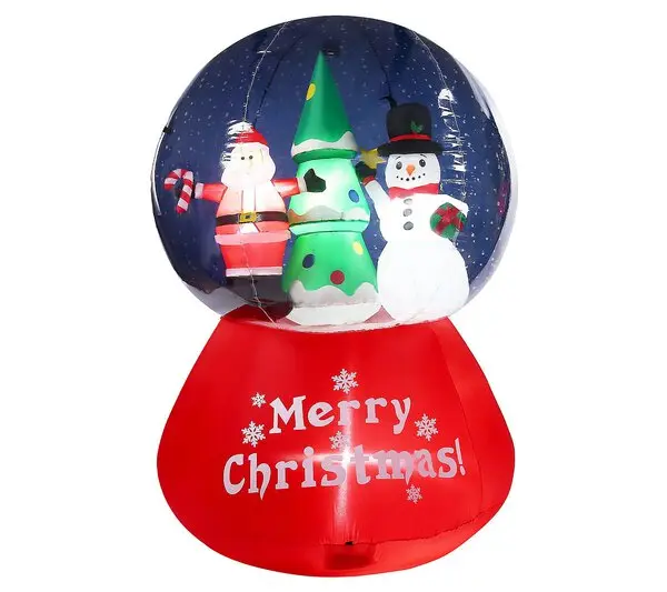 FRASER HILL FARM 6' Tall Prelit Santa And Snowm An Snow Globe
