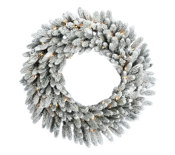 FRASER HILL FARM 24-in. Icy Frost Snow Flocked Wreath