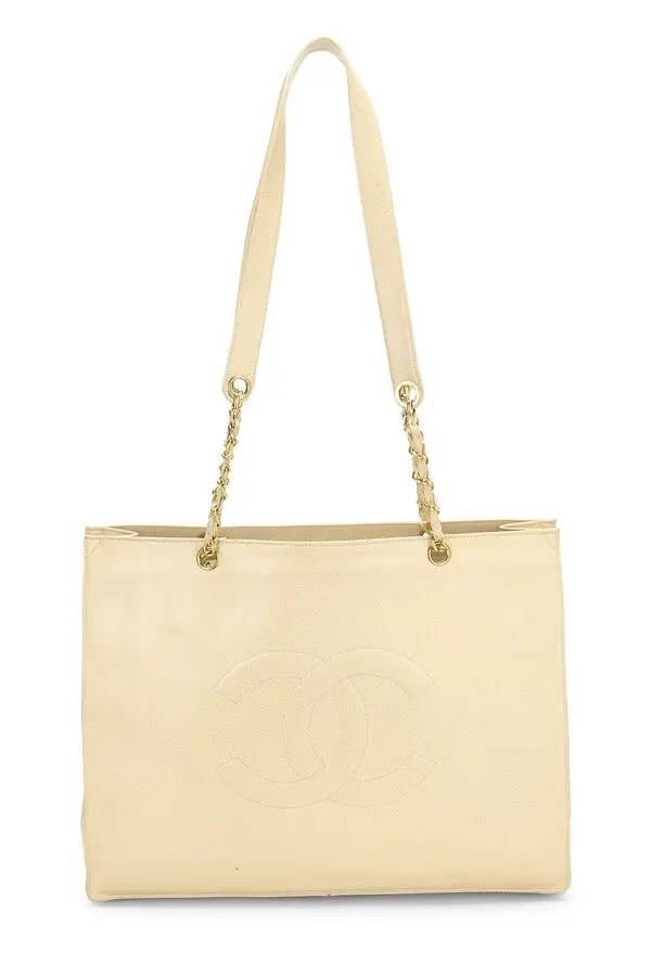 Chanel Caviar Flat Chain Handle Large Tote