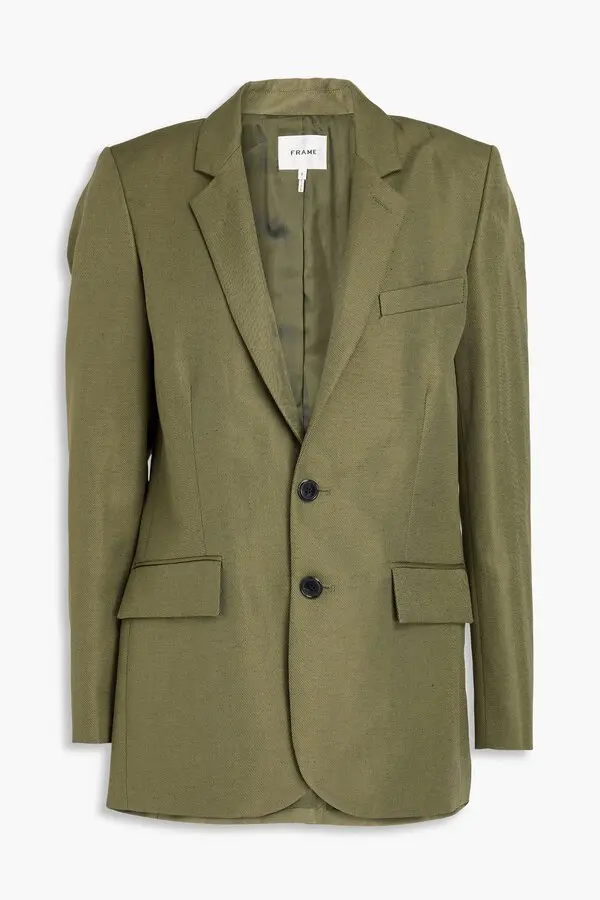 FRAME Cotton And Linen-blend Twill Blazer - Army Green