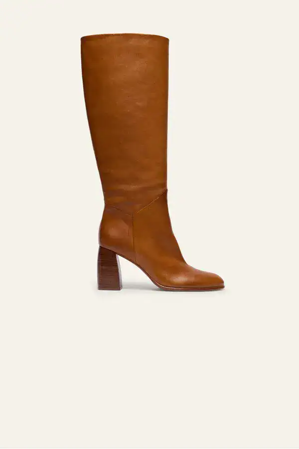 Ba&Sh Colusa Leather High-Heeled Boots In Brown 50% Off