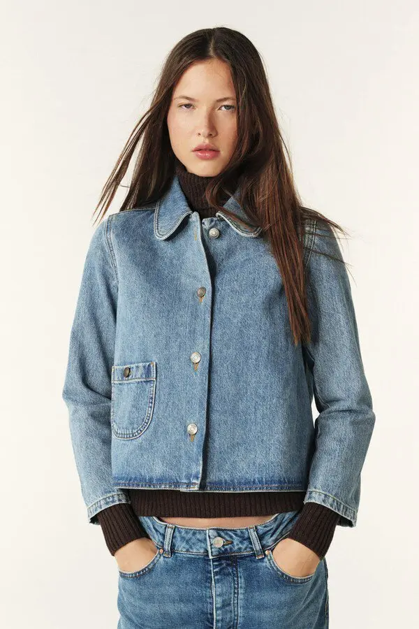 Ba&sh Tiny Denim Jacket - Blue