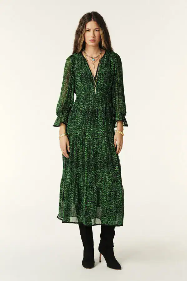 Ba&Sh Clovia Midi-Length Dress In Green 30% Off Editorialist