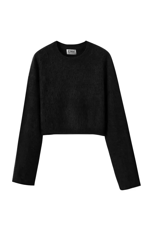 27 Miles Malibu Najah Fuzzy Cropped Cashmere Crewneck
