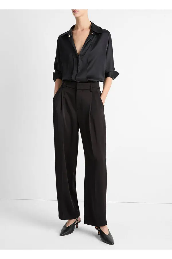Vince High-waist Fluid Satin Wide-leg Trousers