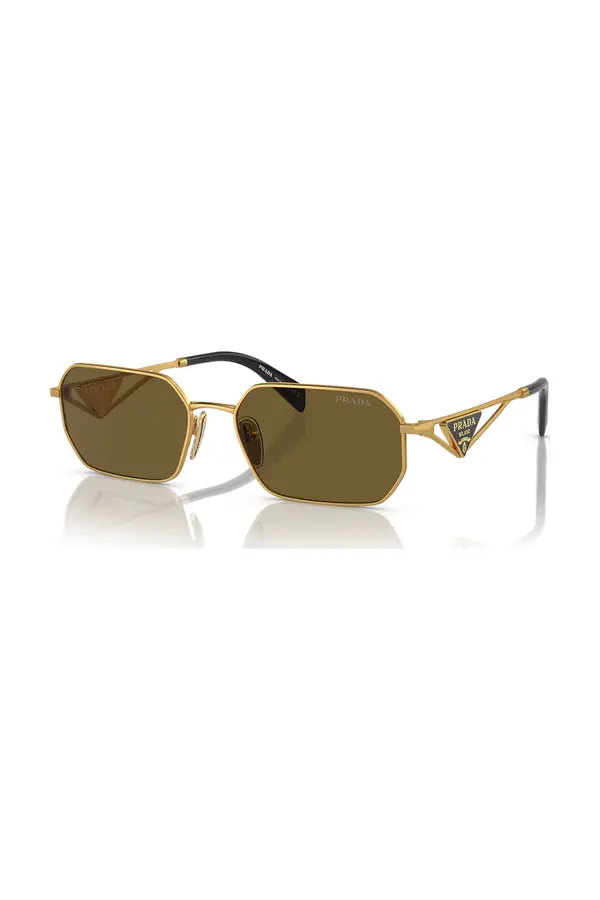 Prada Irregular Full Rim Sunglasses With Logo - Gold