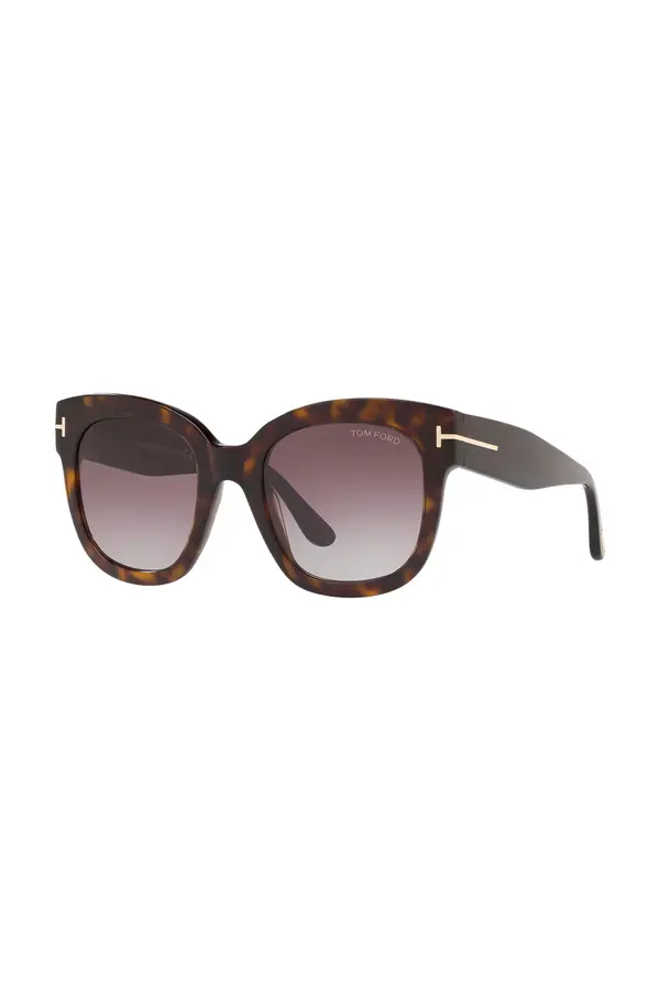 TOM FORD Sunglasses Square Acetate Frame - Burgundy