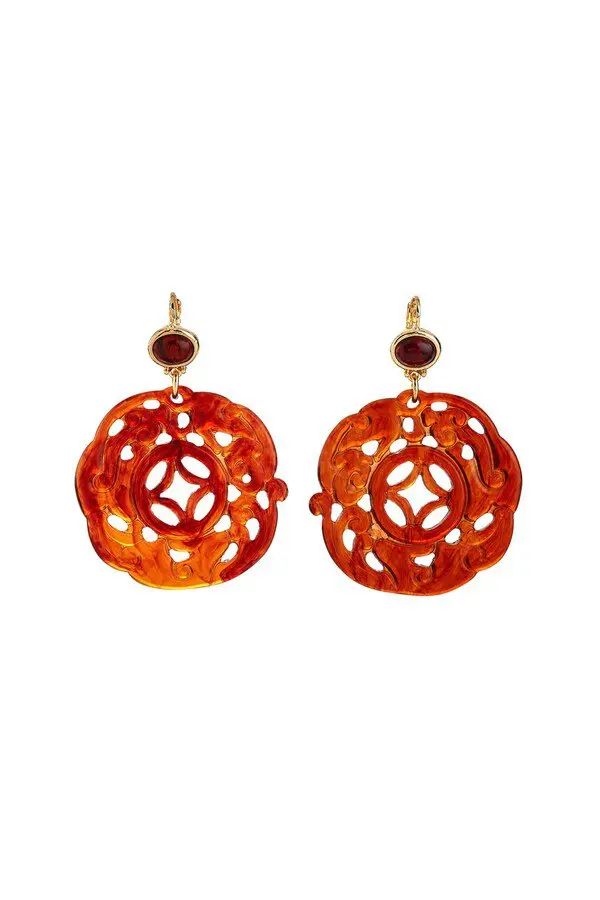 KENNETH JAY LANE Tortoise Carved Drop Earrings