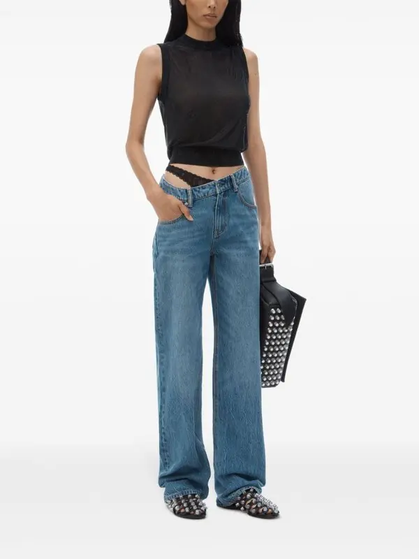 Alexander Wang Asymmetrical Waistband Lace Jeans