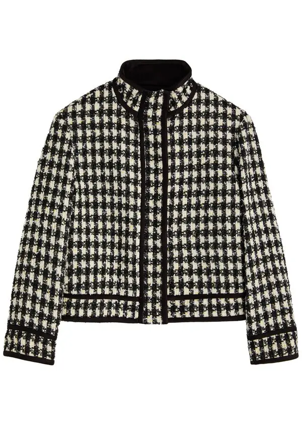 Alice + Olivia Corwin Checked Tweed Jacket - Black And White