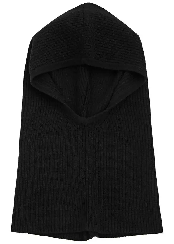 LOOP CASHMERE Ribbed Hood - Black