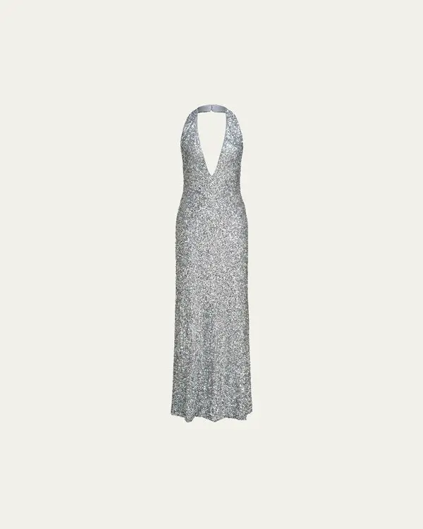 Halston Ena Sequin Column Gown