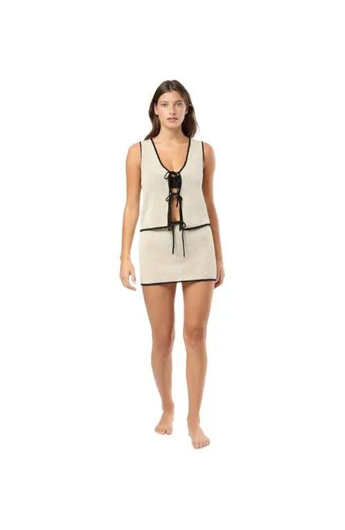 Onia Linen Knit Mini Skirt - Birch/black