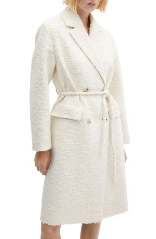 Mango Tie Belt Bouclé Coat