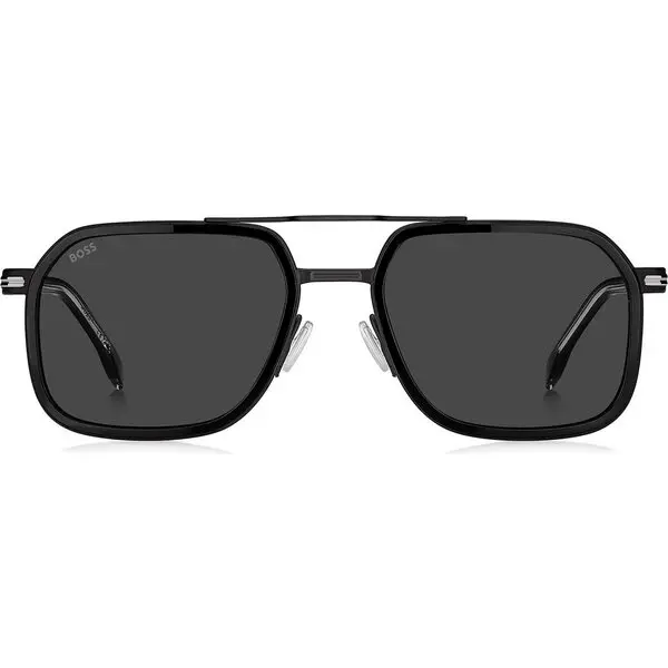 Hugo Boss 55mm Rectangular Sunglasses - Black/ Grey