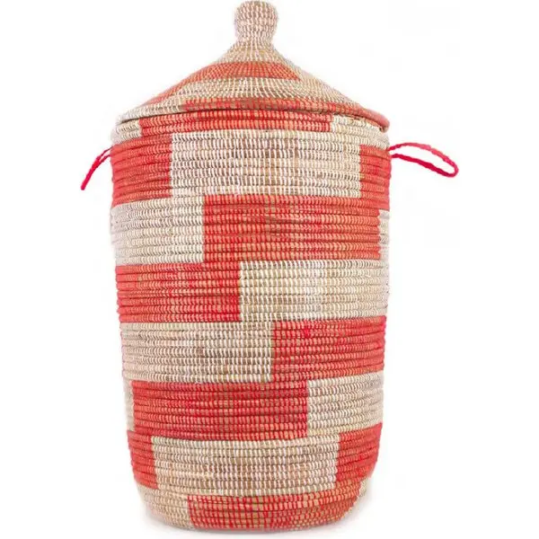 MBARE Dou Lid Storage Basket Stripe Red