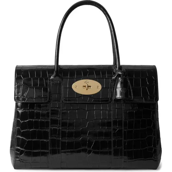 Mulberry Small Bayswater Croc Embossed Satchel