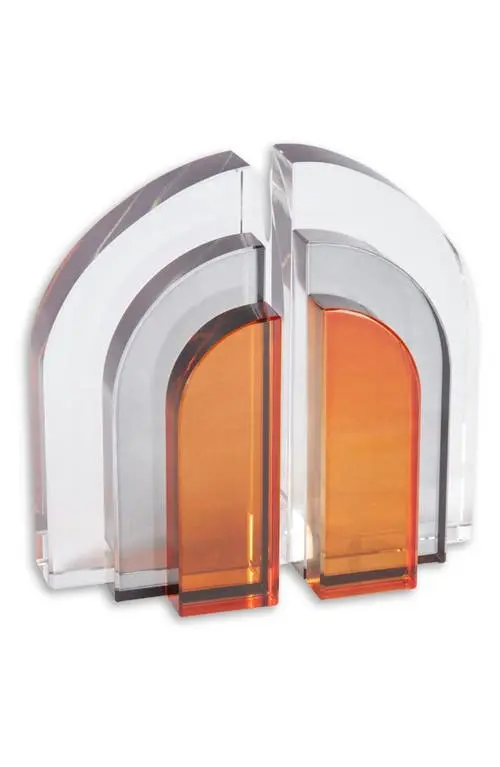 BEY-BERK Archer Crystal Bookends - Multi Color Orange