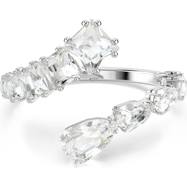 SWAROVSKI Matrix Crystal Hinged Bangle - White/ Silver