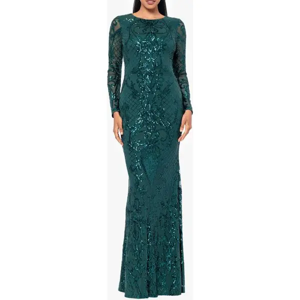 Betsy & Adam Sequin Mermaid Gown