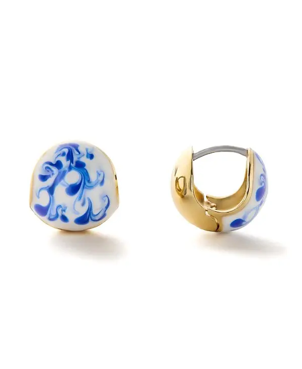 ANA LUISA Mini Abby Marble Blue Earrings - Gold
