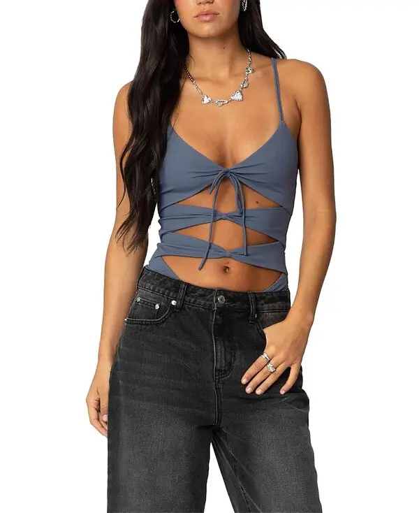 EDIKTED Serene Cut Out Bodysuit - Navy