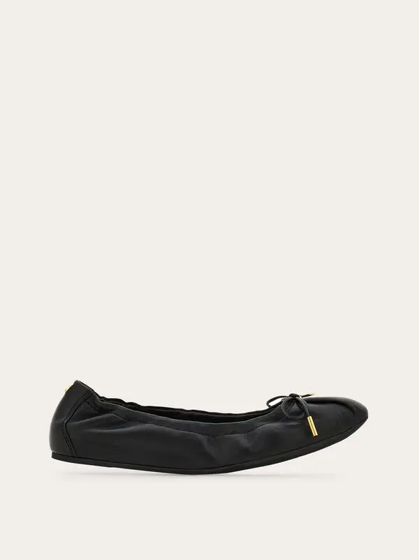 FERRAGAMO Elasticated Ballerina Flat - Black